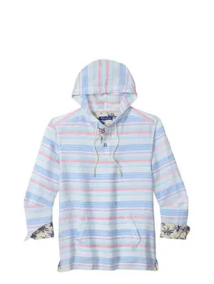 Tommy Bahama Sand Linen Los Bellos Stripe Baja Pullover Hoodie - Bright Peach