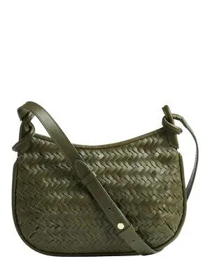 LK BENNETT Woven Leather Crossbody Bag - Olive