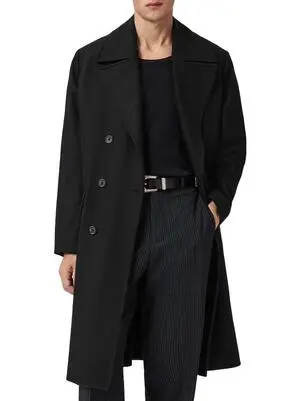 ALLSAINTS Curran Double Breasted Topcoat - Black