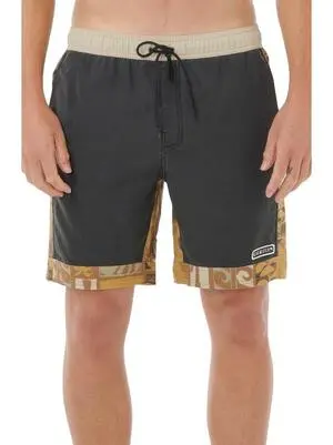 Rip Curl Tie Waist Swim Trunks Washed Black