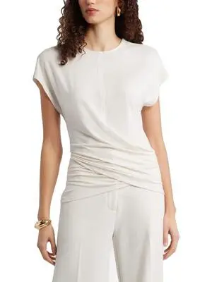 Nordstrom Ruched Crewneck Top Ivory Tofu