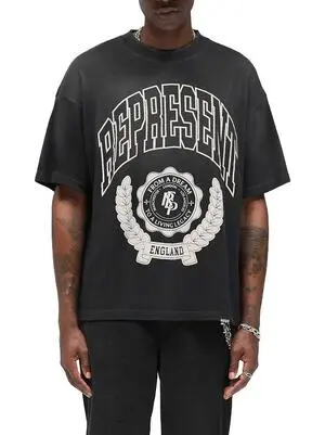 REPRESENT Legacy Crest Graphic T-shirt - Stained Black