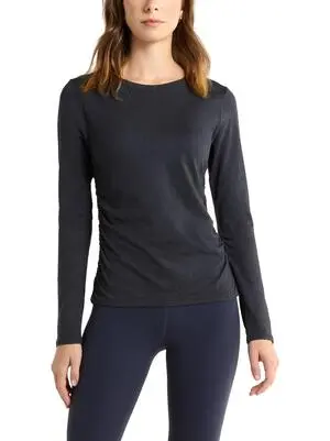 Zella Restore Soft Lite Ruched Long Sleeve T-shirt - Black