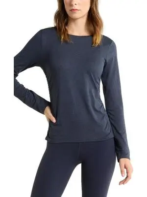 Zella Restore Soft Lite Ruched Long Sleeve T-shirt - Navy Sapphire