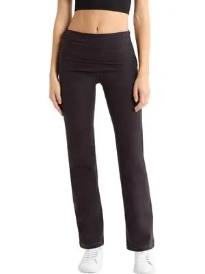 Zella Renew Foldover Straight Leg Pants - Black Melange