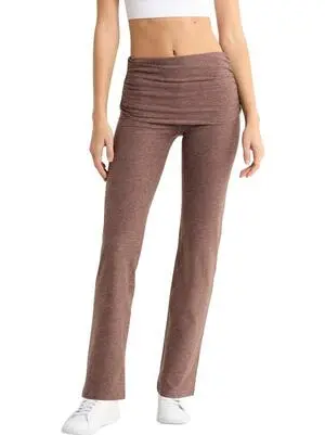 Zella Renew Foldover Straight Leg Pants - Grey Plum Melange