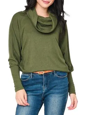 GIBSONLOOK Cowl Neck Sweater - Martini Olive