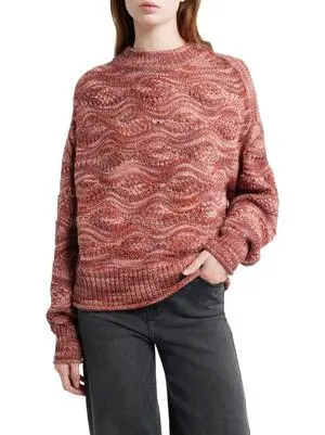 Treasure & Bond Space Dye Novelty Stitch Sweater - Red Melange