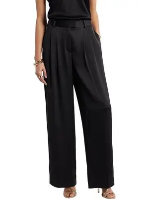 Nordstrom Pleated Satin Trousers - Black