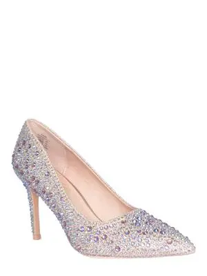LAUREN LORRAINE Rhinestone Embellished Pointed Toe Pumps - Rose Gold