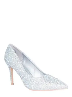 LAUREN LORRAINE Rhinestone Embellished Pointed Toe Pumps