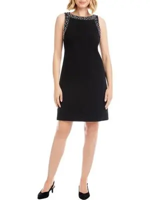 Karen Kane Pearl And Bead Detail Sleeveless Dress - Black