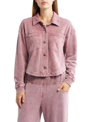 CITY BLUES Crop Knit Shacket - Dusty Rose