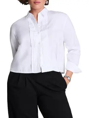 SPANX® Pintuck Cropped Button-up Shirt - Classic White
