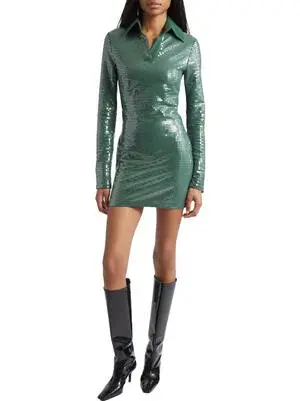 CONNER IVES CONNER IVES Long Sleeve Sequin Jersey Minidress