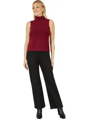 YUMI High Neck Knitted Sleeveless Sweater - Burgundy