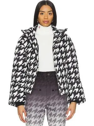 Perfect Moment Houndstooth Padded Down Ski Jacket - Black