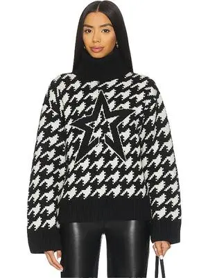 Perfect Moment Chunky Houndstooth Turtleneck Sweater - Black