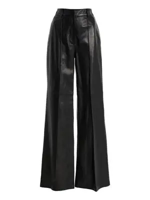 Adam Lippes Leather Wide Leg Trousers - Black