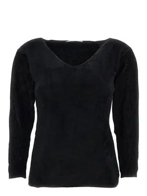 LIVTHELABEL V-neck 3/4 Sleeve Top - Nero