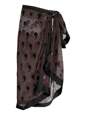 Tory Burch Wrap-Tie Skirt Brown