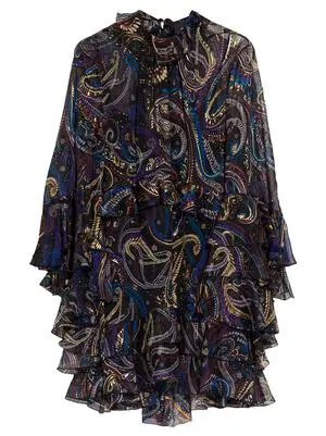 Etro Silk Mini Dress With Ruffles - Multicolour