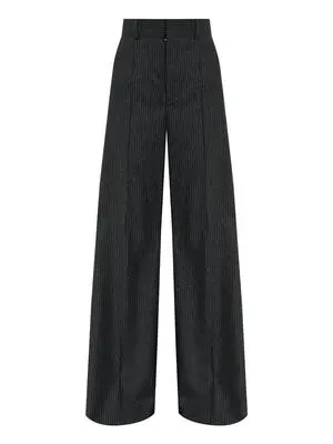 Dsquared2 Wool Wide Leg Trousers - Grey