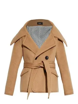 Dsquared2 Wool & Mohair Blend Overcoat Beige