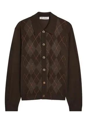 Our Legacy Argyle Intarsia Wool Polo Shirt - Black