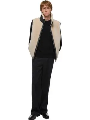 Helmut Lang Shearling Vest - Cremello/black