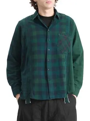 Needles 7 Cuts Over Dyed Flannel Shirt - Dark Green