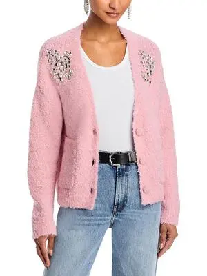 Aqua X Salvatore Rizza Embellished Cropped Cardigan - Pink