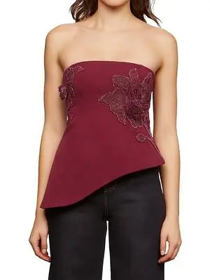 AMUR Ardell Beaded Floral Top - Pinot Nior