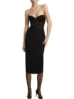Bcbgmaxazria Satin Strapless Dress - Black