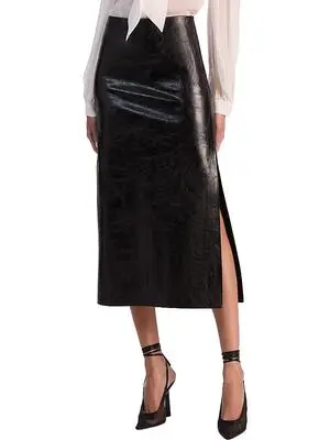 Alice + Olivia Maeve Faux Leather Slip Skirt - Black