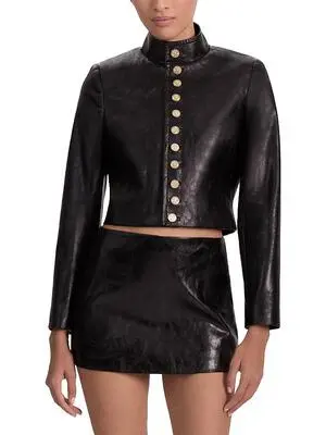 Alice + Olivia Emerson Faux Leather Jacket - Black
