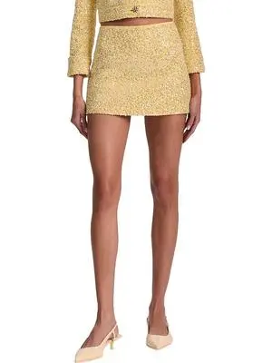 Alice + Olivia Ecenia Embellished Tweed Skirt - Butter