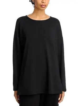 Eileen Fisher Brushed Terry Boxy Top - Black