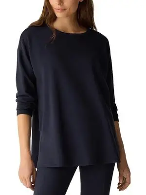 Eileen Fisher Brushed Terry Boxy Top - Ink
