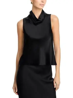 LESET Barb Sleeveless Cowl Neck Top - Black