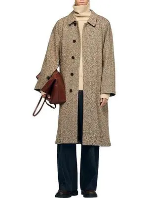 Sandro Macwool Louise Oversized Wool Blend Coat - Brown