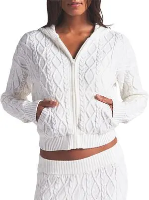SKIMS Cable Knit Shrunken Hoodie - Ivory