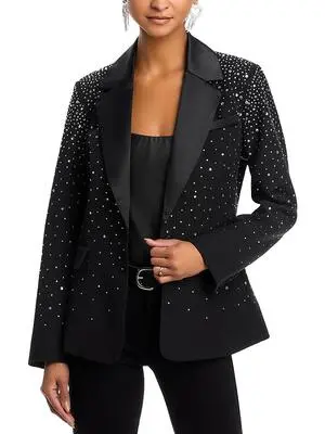 Aqua X Salvatore Rizza Crystal Embellished Blazer - Black