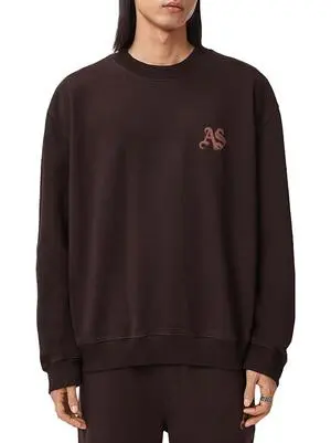 ALLSAINTS Icon Cropped Oversized Crew - Plum Brown