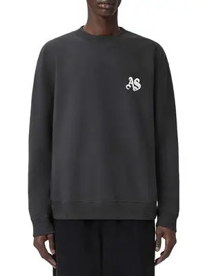 ALLSAINTS Icon Cropped Oversized Crew - Washed Black