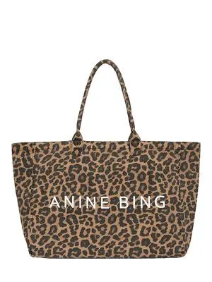 ANINE BING Leo Extra Large Canvas Tote - Leopard