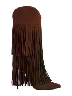 LE SILLA 120mm Andy Fringe Boots - Brown