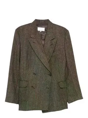 MAISON MARGIELA Double-breasted Striped Blazer - Brown