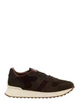 Boggi Milano Suede Sneakers With Logo Detail - Brown