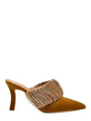 Manolo Blahnik 90mm Caldean Fringed Mules - Brown